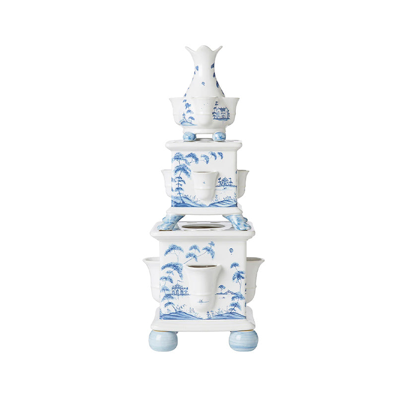 COUNTRY ESTATE DELFT BLUE TULIPIERE TOWER SET3 GARDEN FOLLIES DELFT BL ...